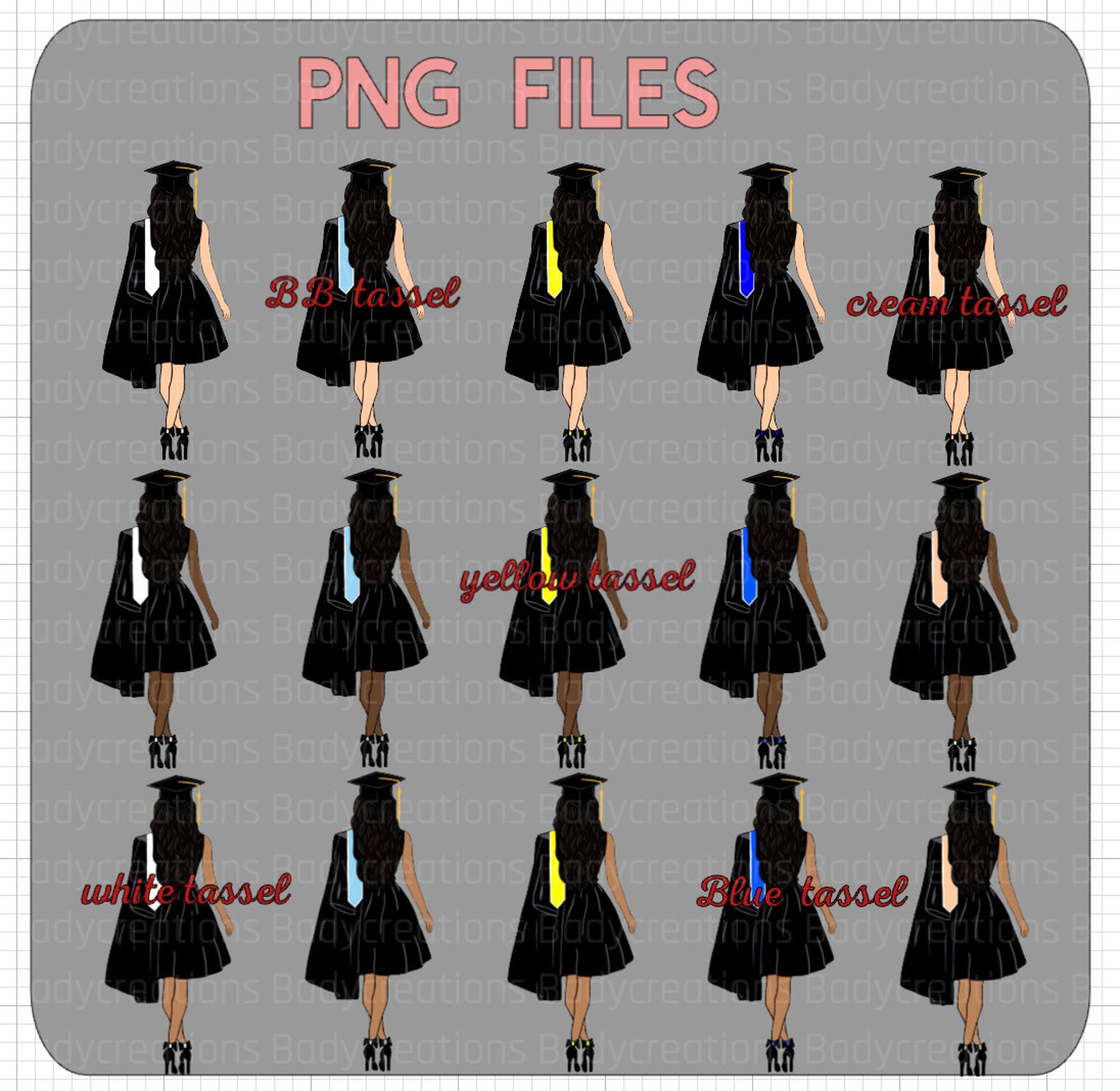 Graduation Girl Clipart- Black Hair PNG - Etsy