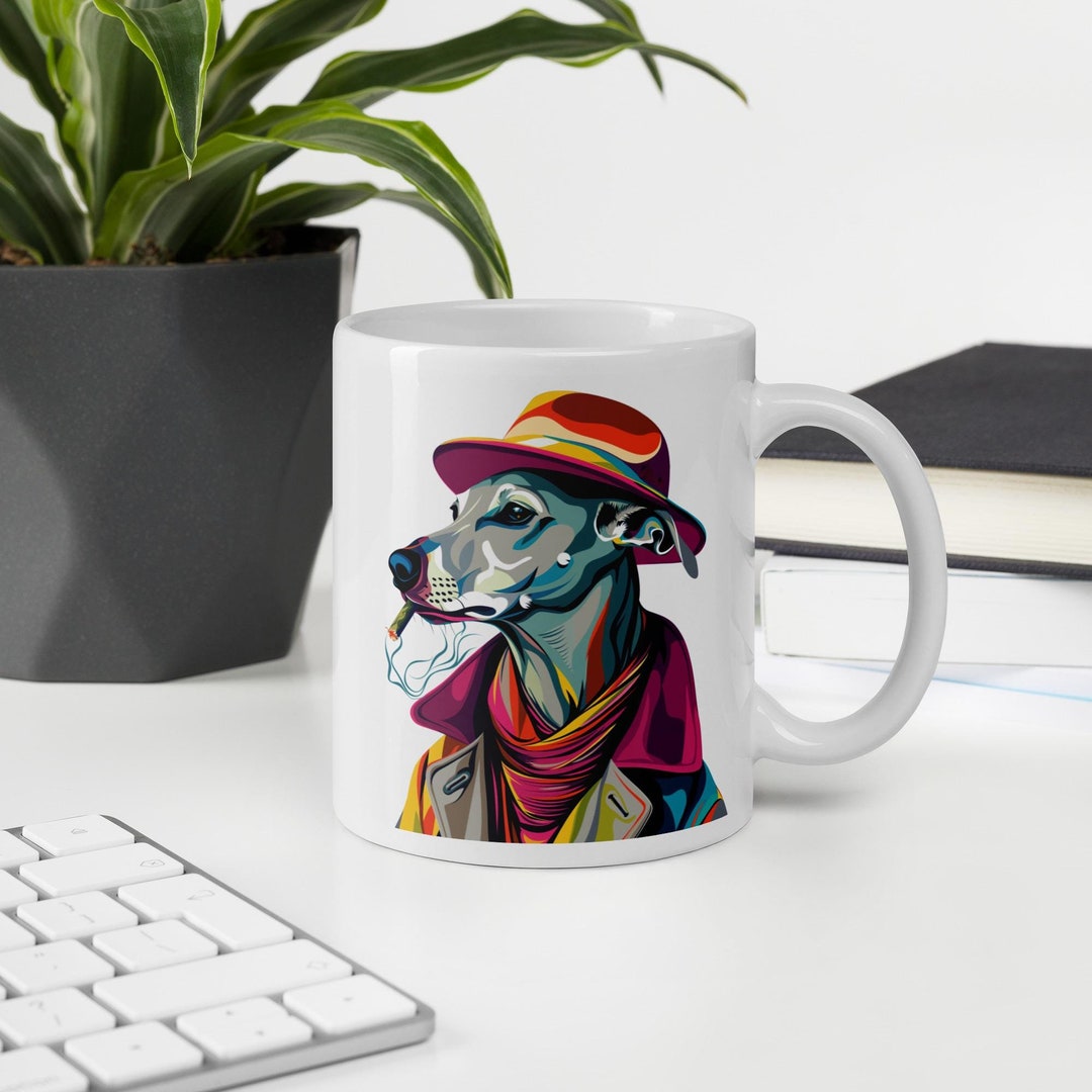 Stylish Whippet Smoking Joint Mug, Funny Cute Animals Coffee Cup, Best ...