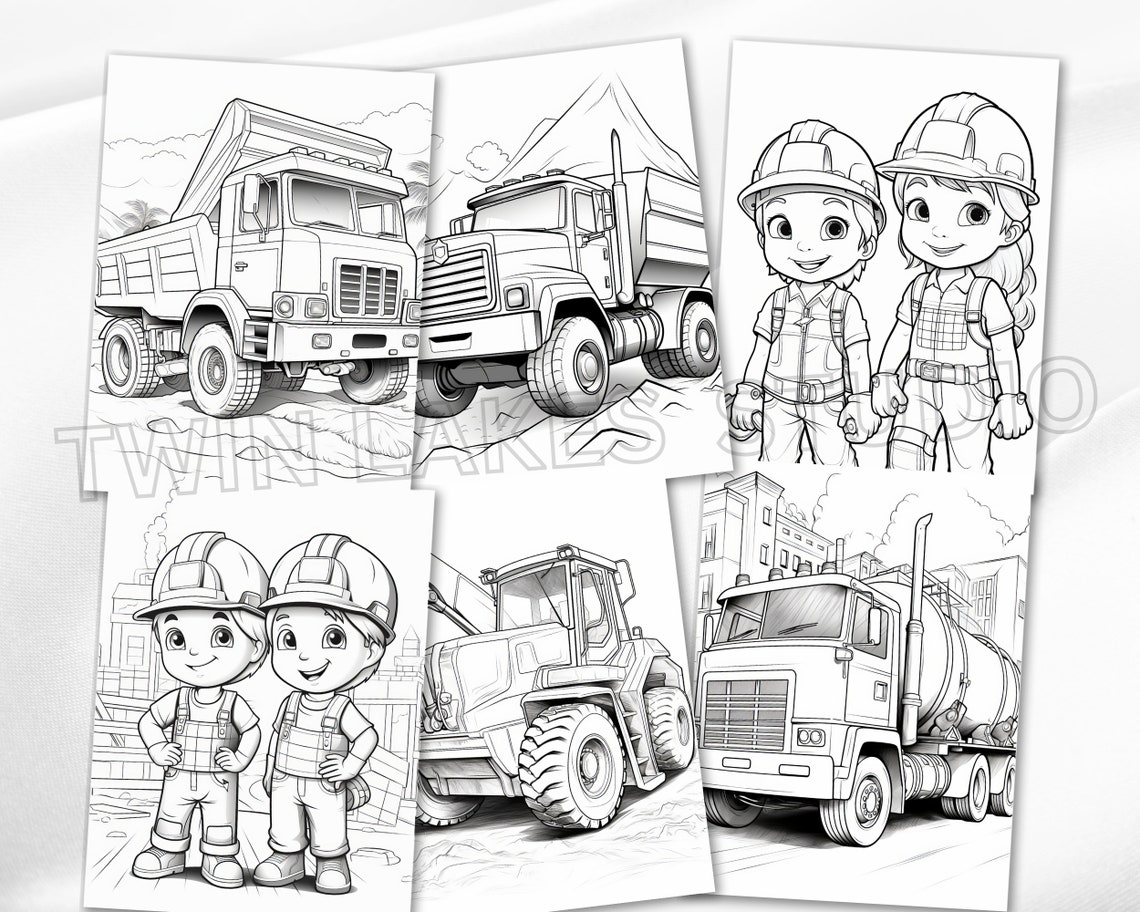 36 Construction Themed Coloring Pages for Kids Construction Trucks ...