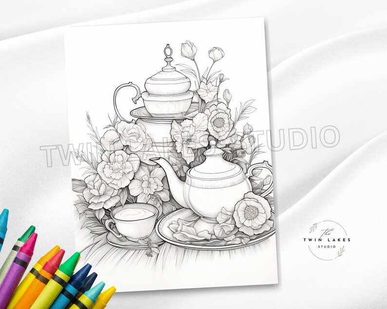 20 Garden Party Coloring Pages | Whimsical Printable Tea Party Coloring ...