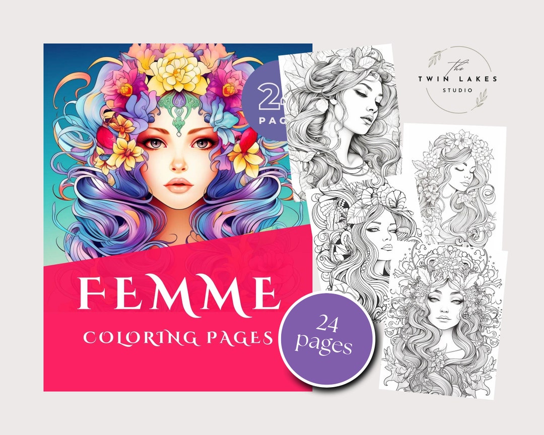Femme Coloring Pages Coloring Book Feminine Coloring Pages - Etsy