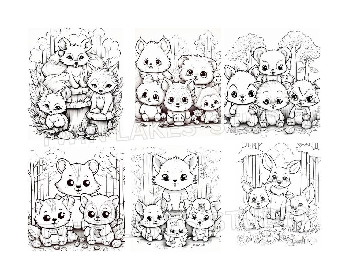 Cute Animals in Forest Forest Animals Animals Coloring Pages for Kids ...