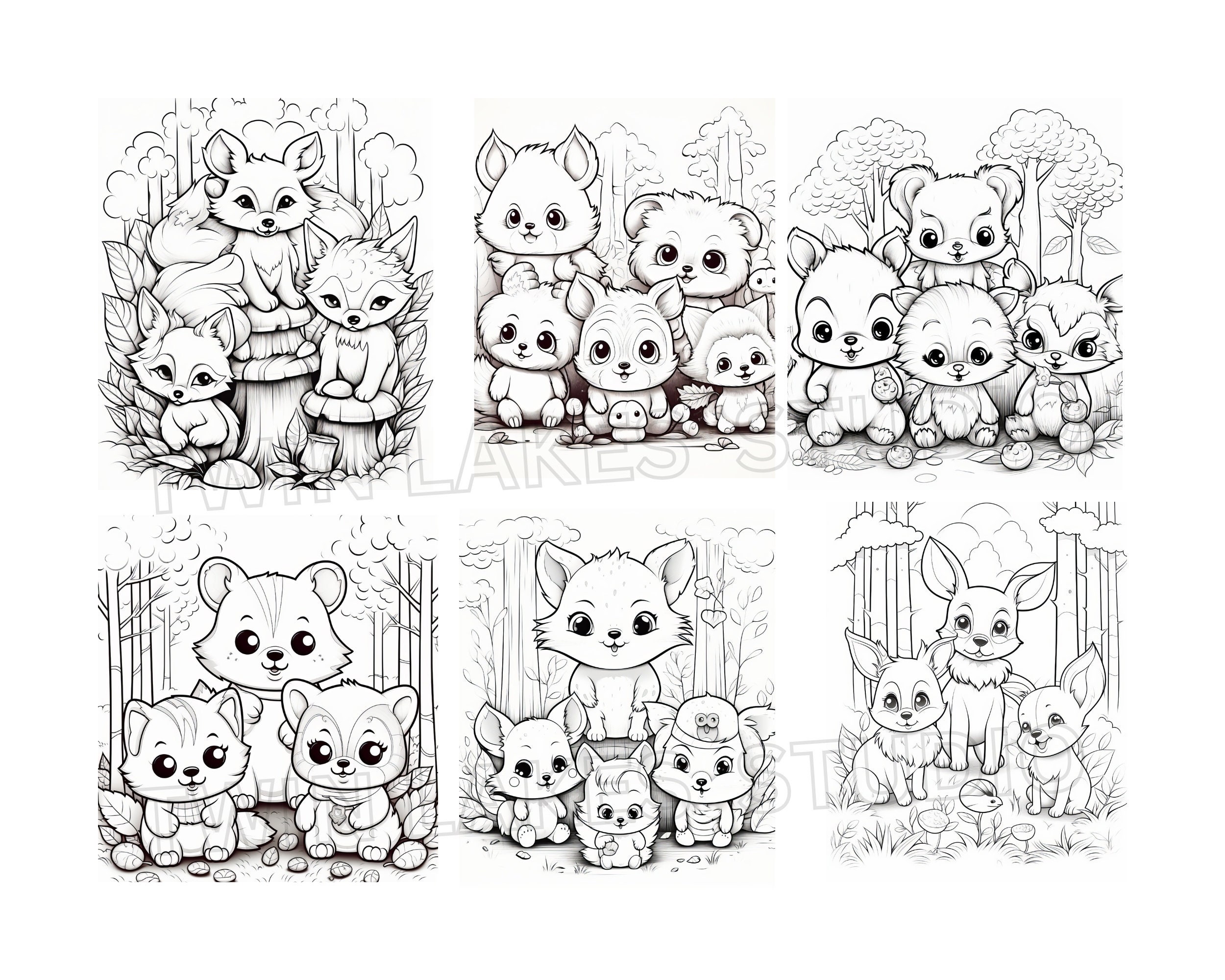 Cute Animals in Forest Forest Animals Animals Coloring Pages for Kids ...