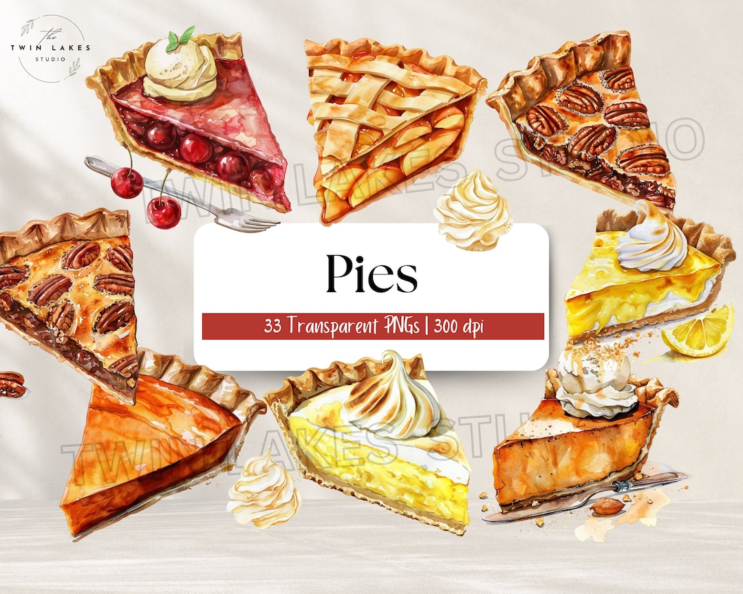Watercolor Pies | Slice of Pie | Dessert Pies | Clipart | Digital ...