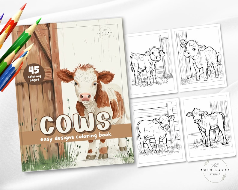 Barnyard Bliss: Relaxing Cows Coloring Book | Calves Coloring Book ...