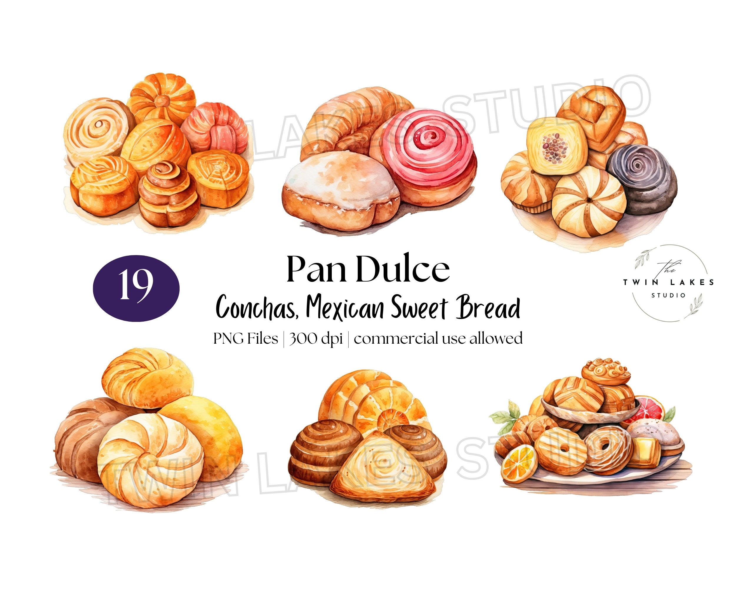 Pan Dulce Pastries - Sweetbread - Mexican Pastries - Clipart - Digital ...
