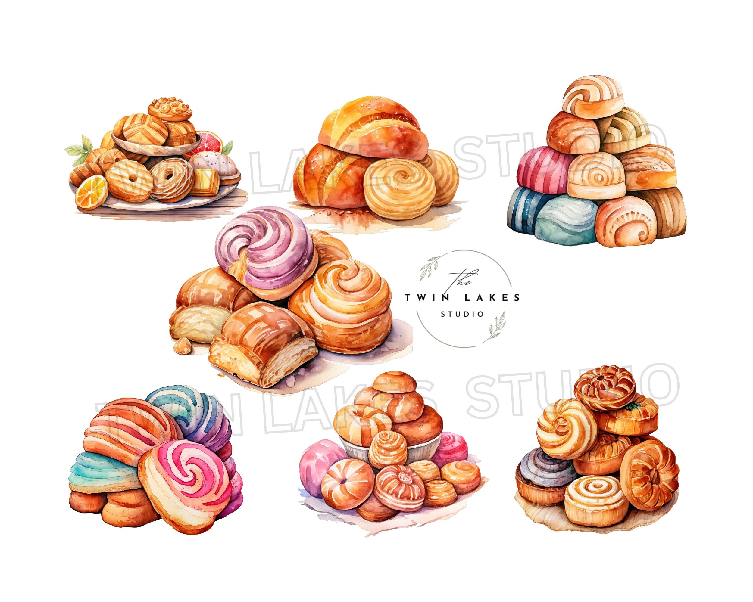 Pan Dulce Pastries - Sweetbread - Mexican Pastries - Clipart - Digital ...