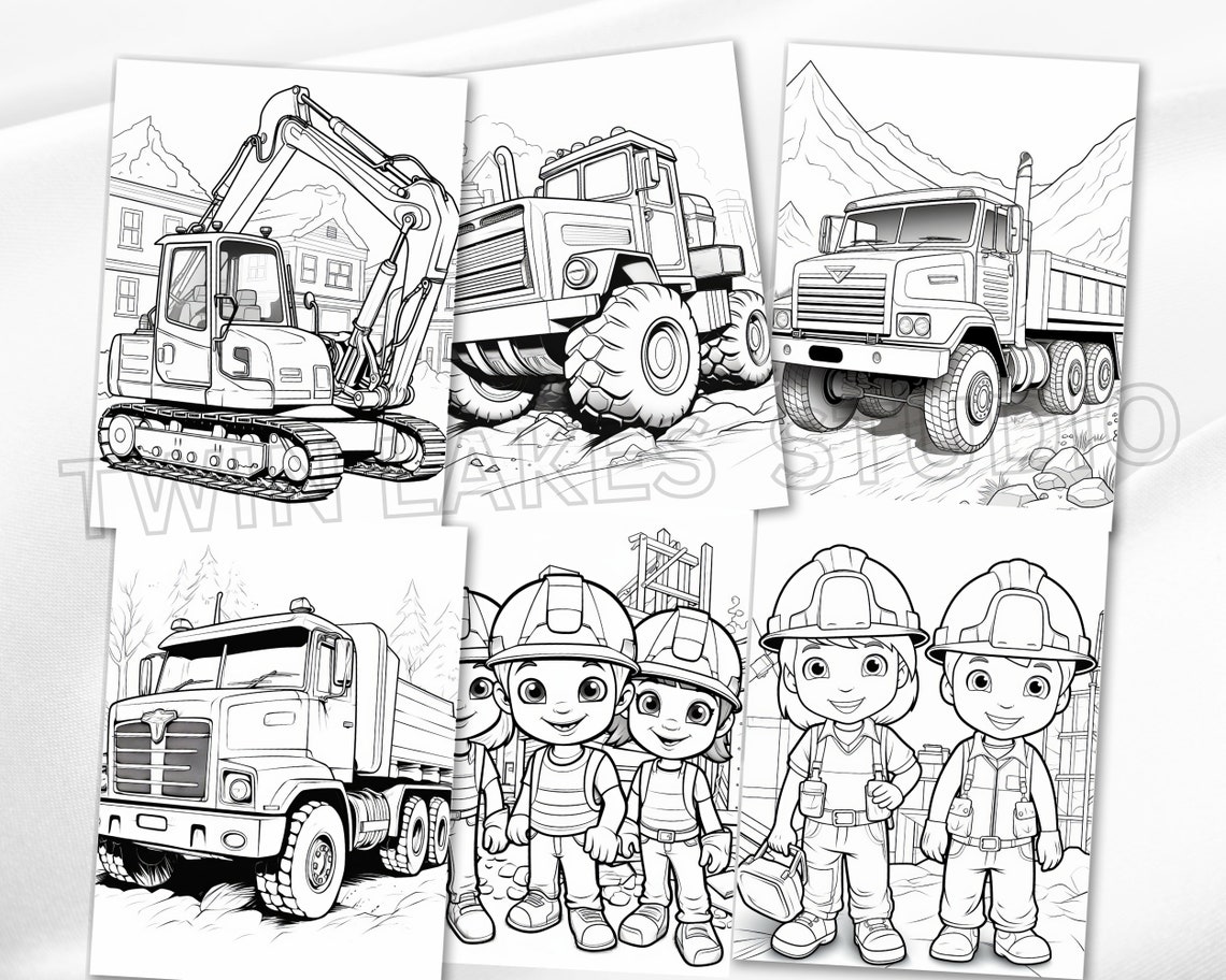 36 Construction Themed Coloring Pages for Kids Construction Trucks ...