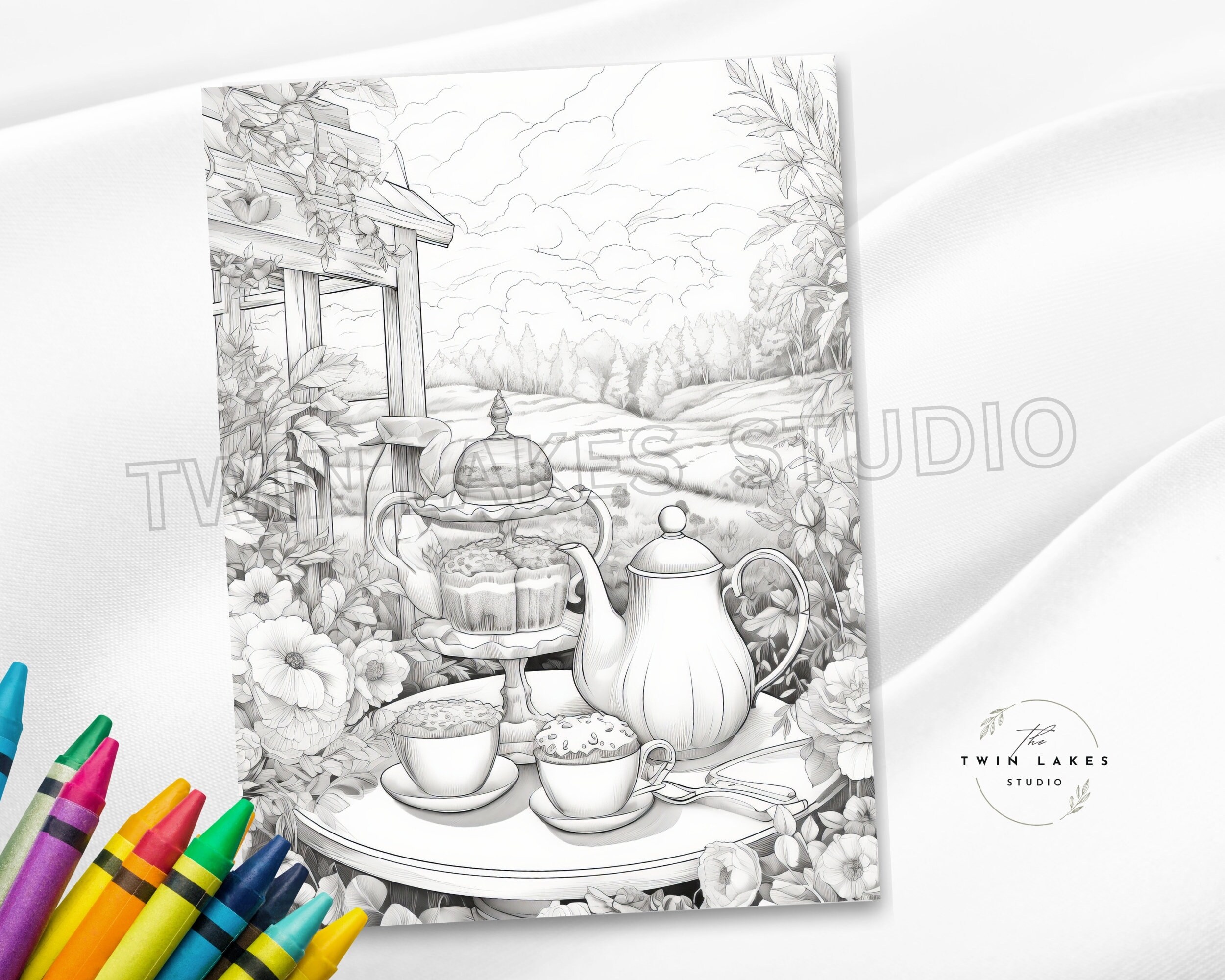 20 Garden Party Coloring Pages Whimsical Printable Tea Party Coloring ...
