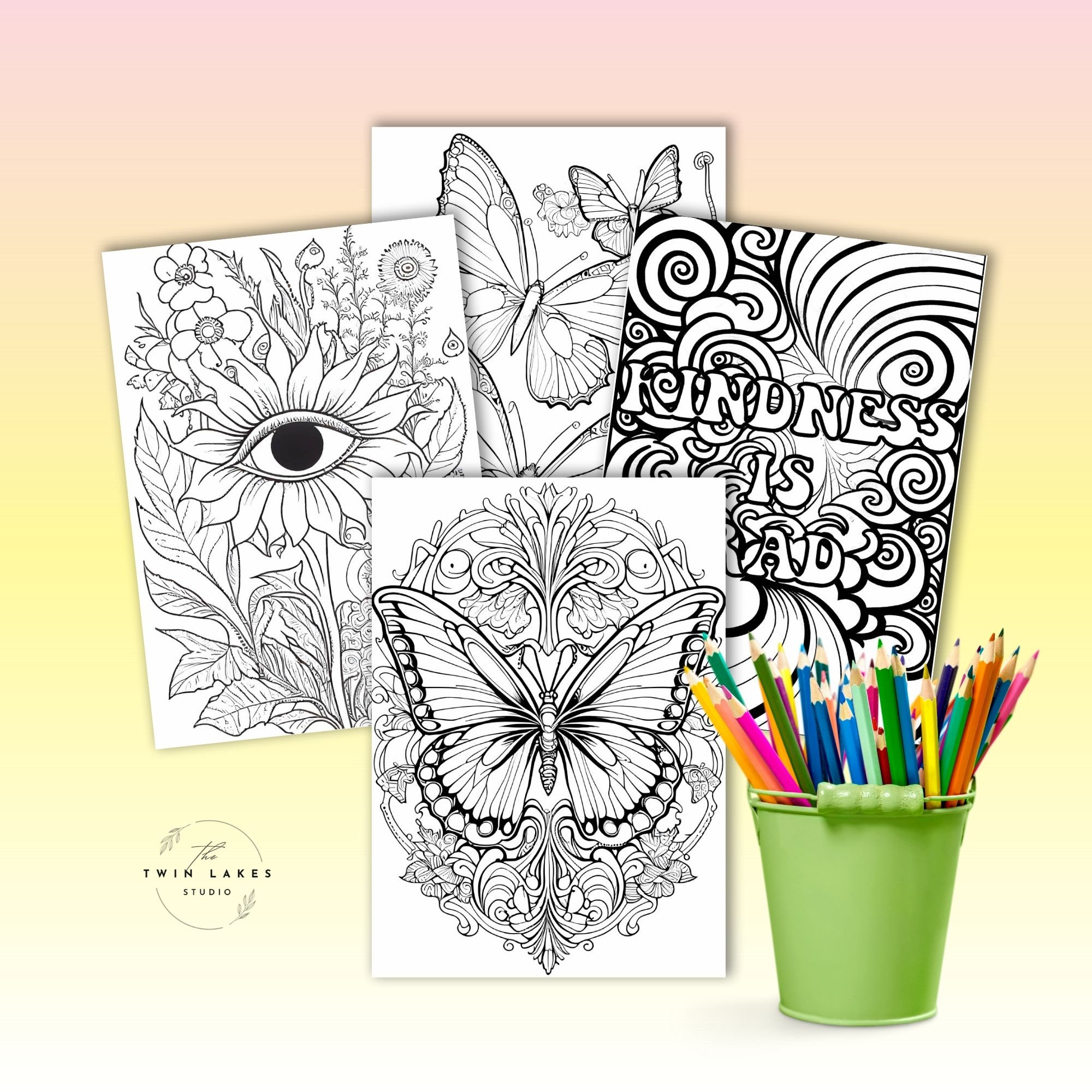 21 Coloring Pages Retro, 70s Coloring Sheets, Retro Color Book, Digital ...