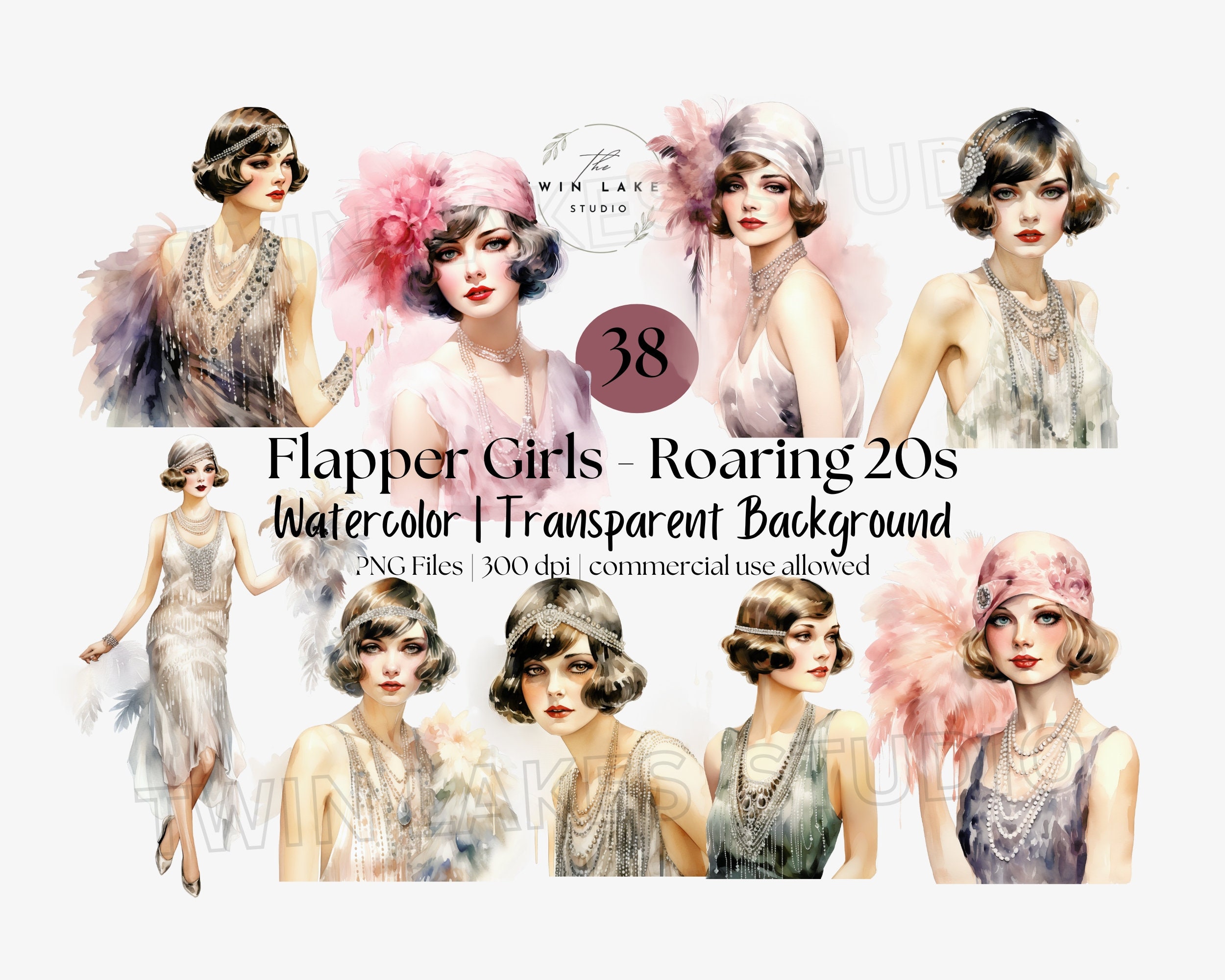 Flapper Girls Roaring 20s Vintage Flapper Girls Clipart Digital ...