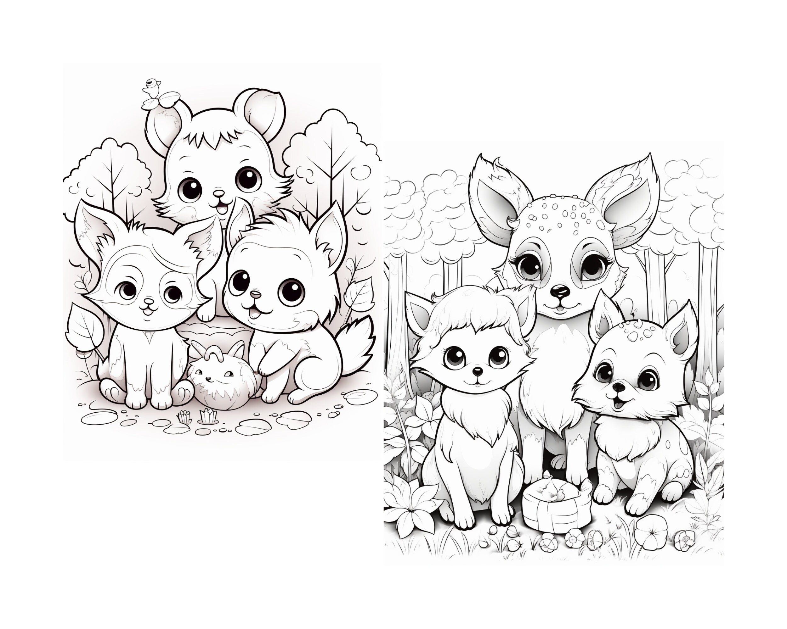 Cute Animals in Forest Forest Animals Animals Coloring Pages for Kids ...