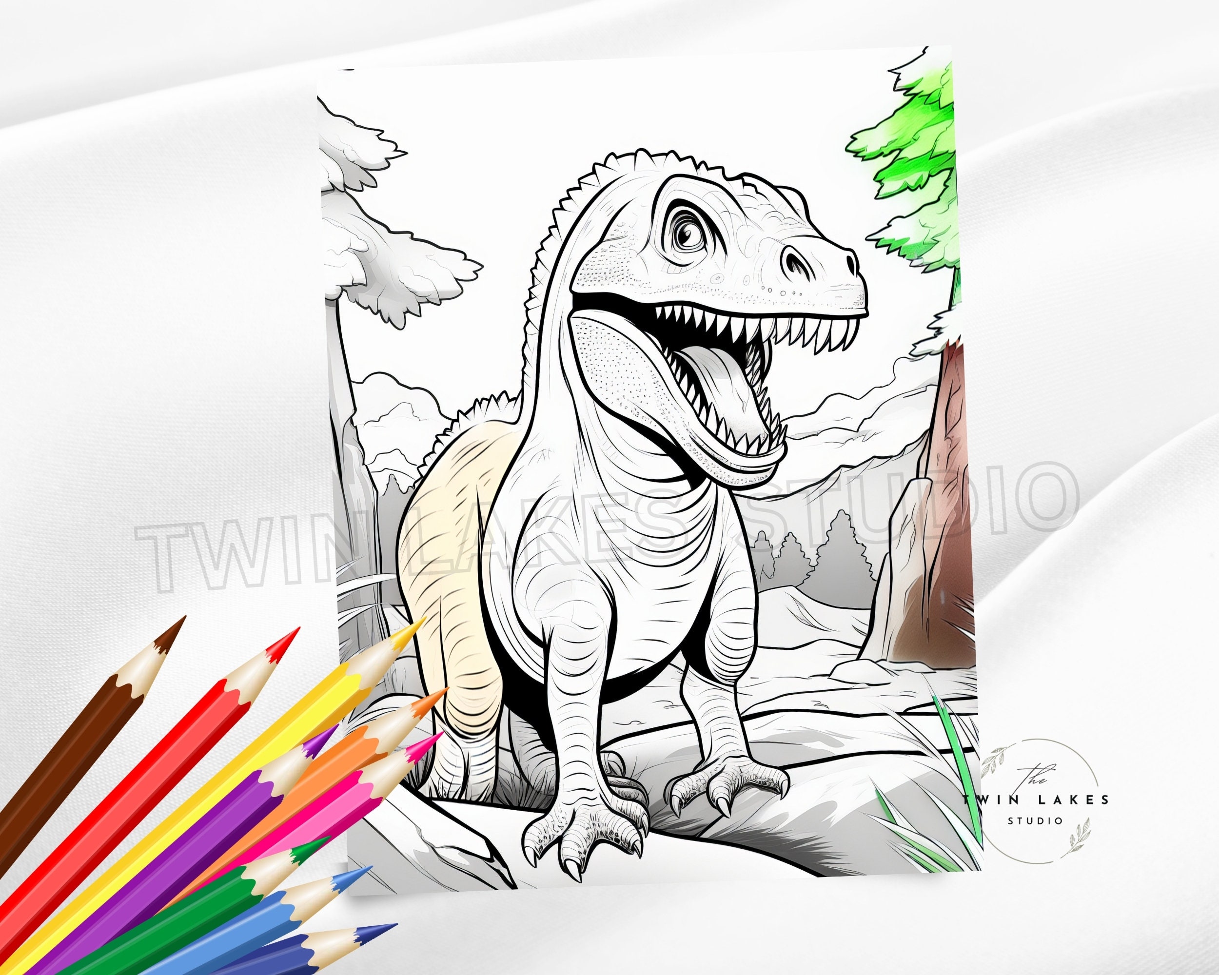 20 Dinosaurs Coloring Pages | Kids Dinosaurs Coloring Book | Instant ...