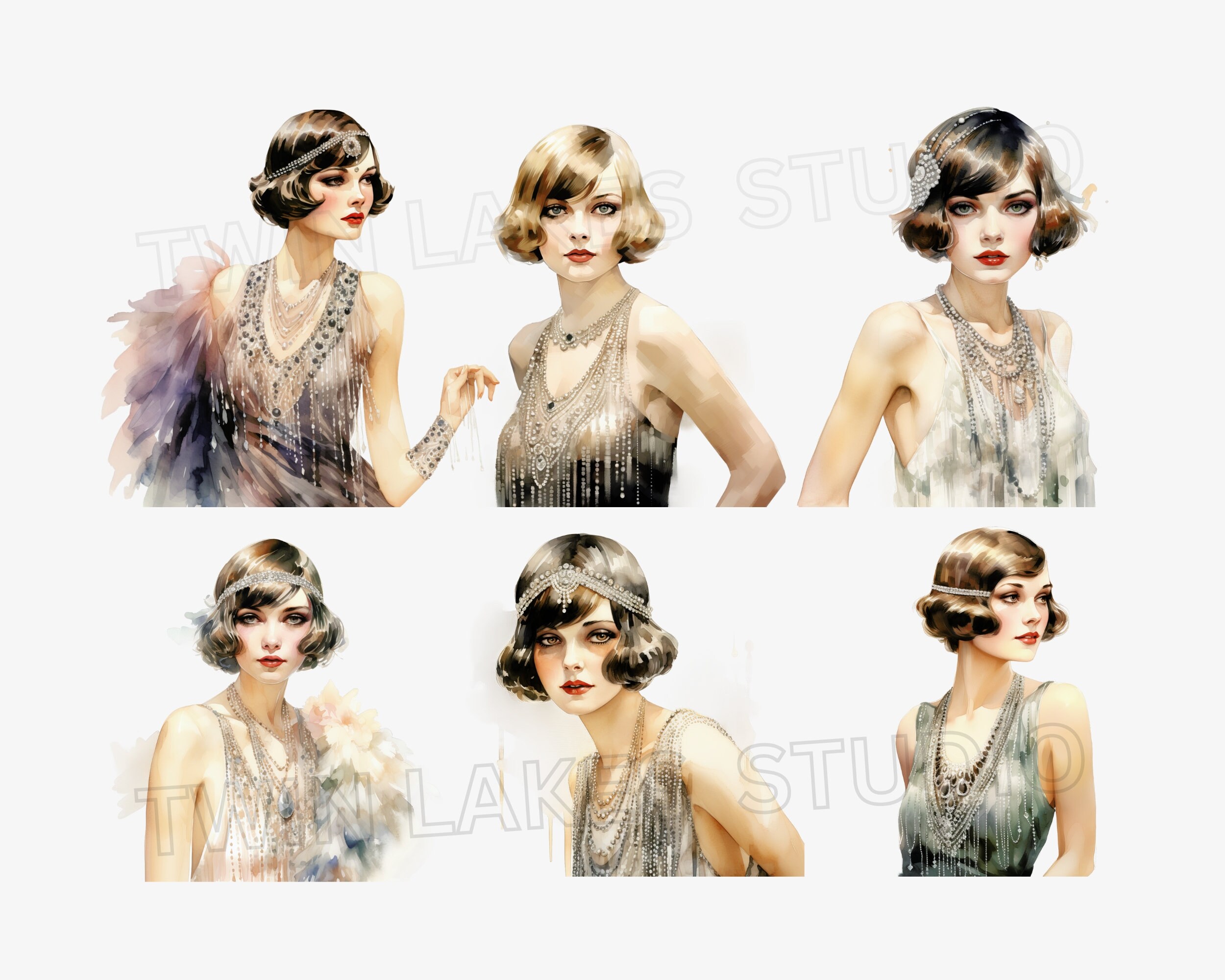 Flapper Girls Roaring 20s Vintage Flapper Girls Clipart Digital ...