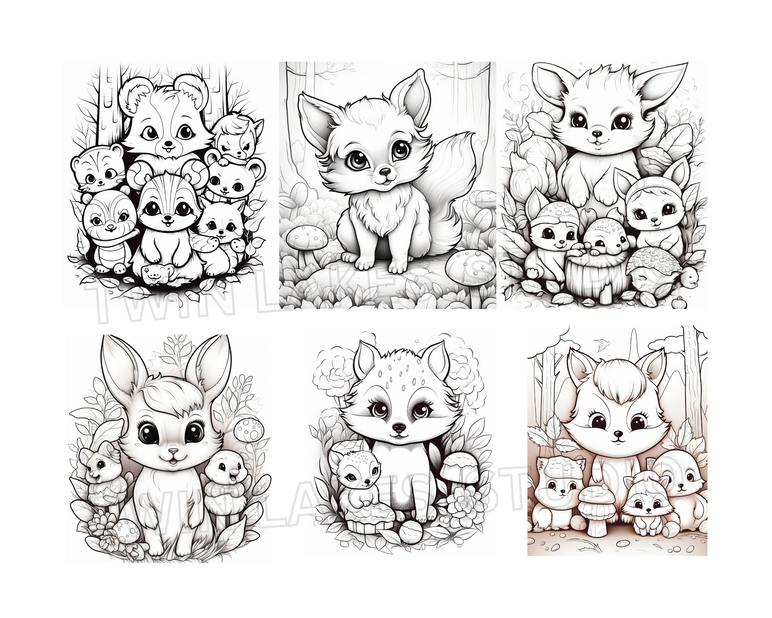 Cute Animals in Forest - Forest Animals - Animals Coloring Pages for ...