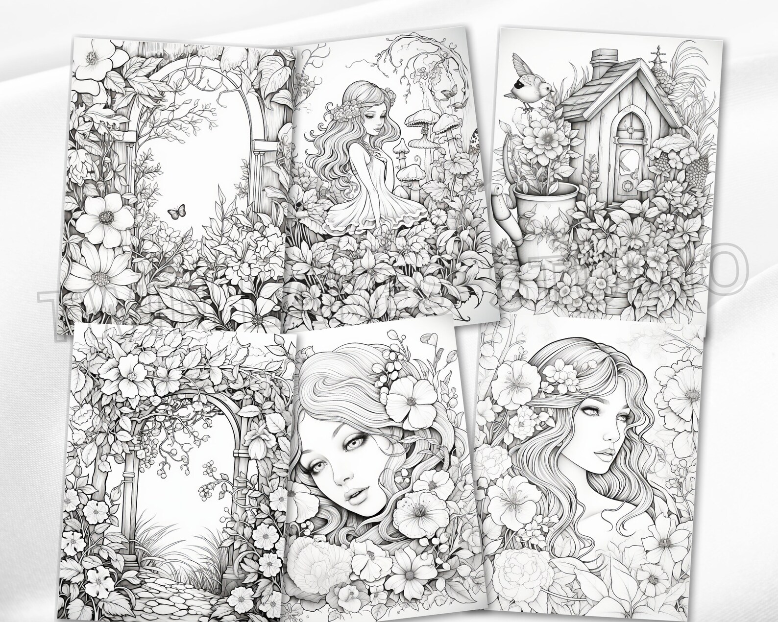 A Fantasy Garden Coloring Book for Adults | Whimsical Garden Sheets ...