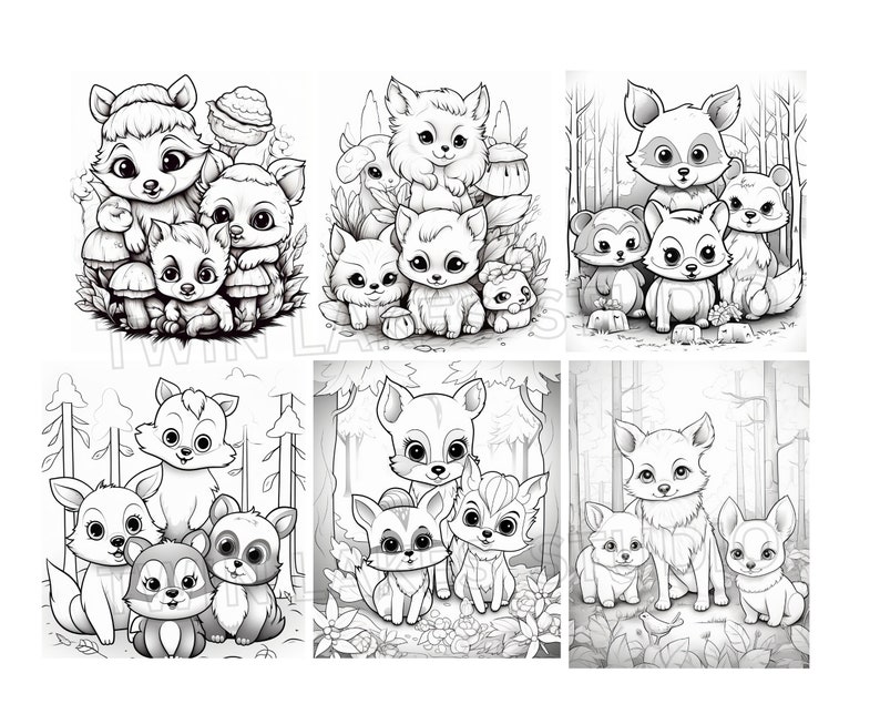 Cute Animals in Forest Forest Animals Animals Coloring Pages for Kids ...