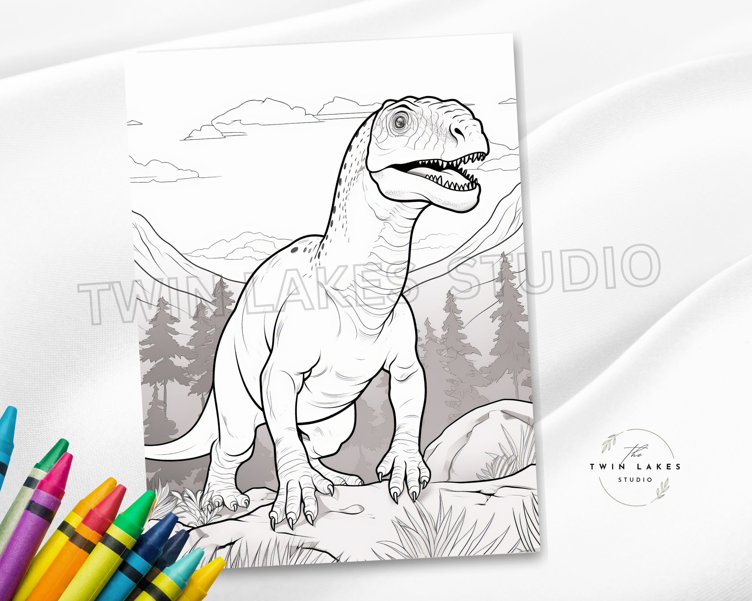 20 Dinosaurs Coloring Pages | Kids Dinosaurs Coloring Book | Instant ...
