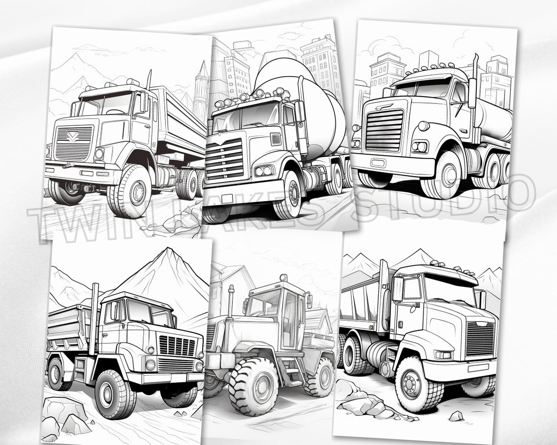 36 Construction Themed Coloring Pages for Kids Construction Trucks ...