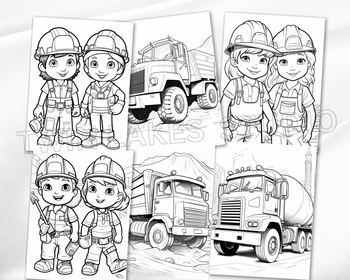 36 Construction Themed Coloring Pages for Kids Construction Trucks ...