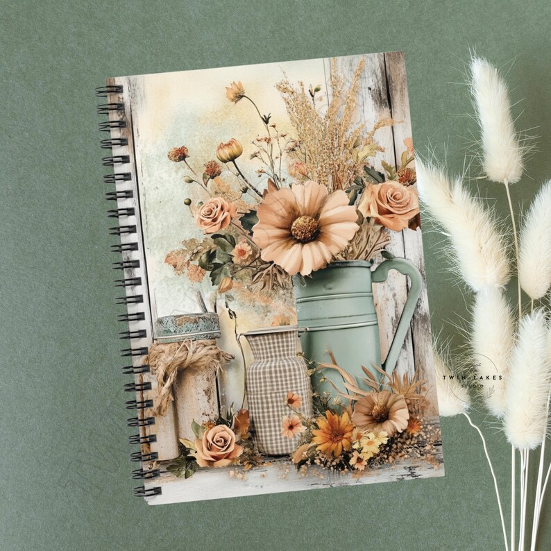 Farmhouse Garden Ruled Line Spiral Notebook Country Cottagecore ...