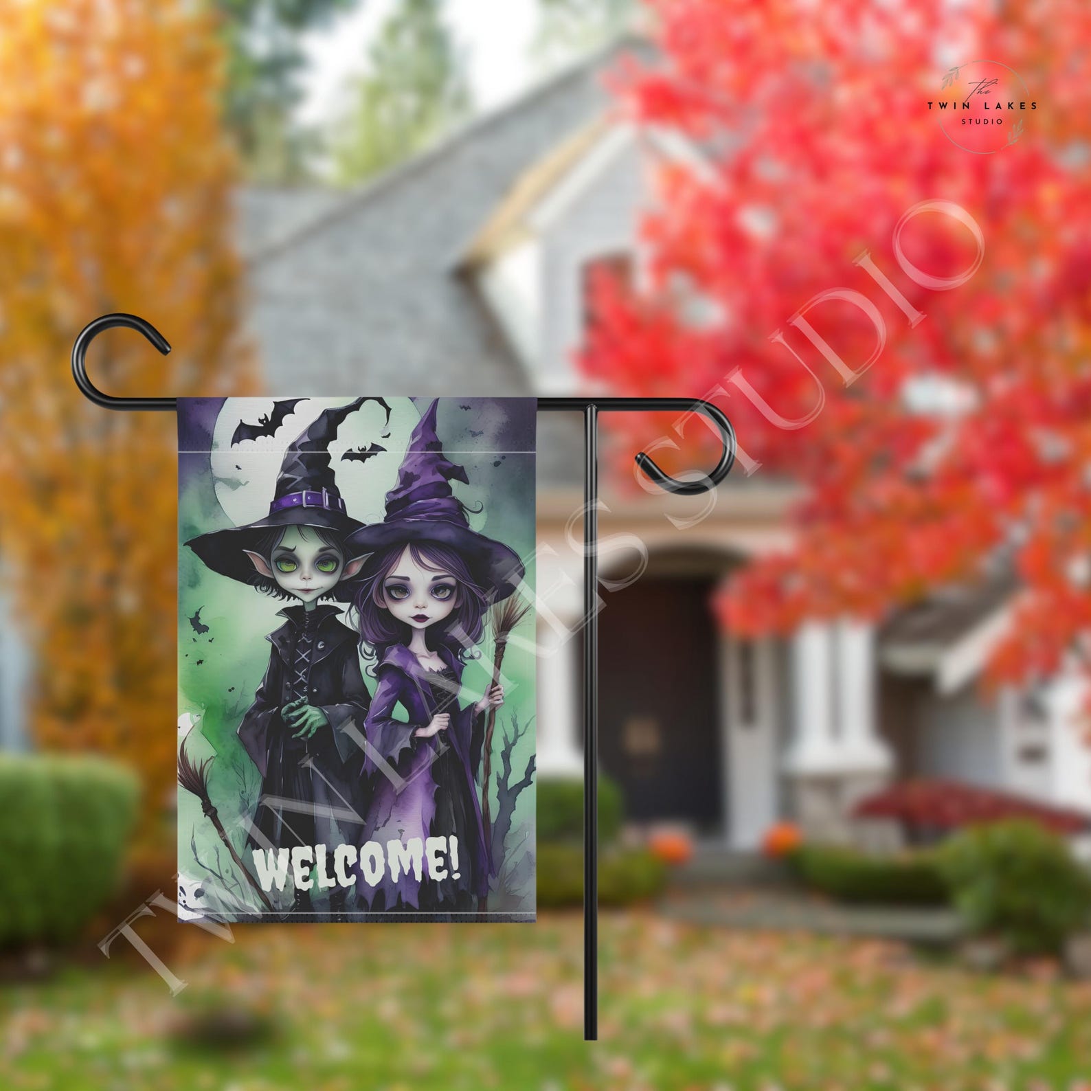 Halloween Witch and Warlock Yard Sign - Spooky Outdoor Decor Gothic ...
