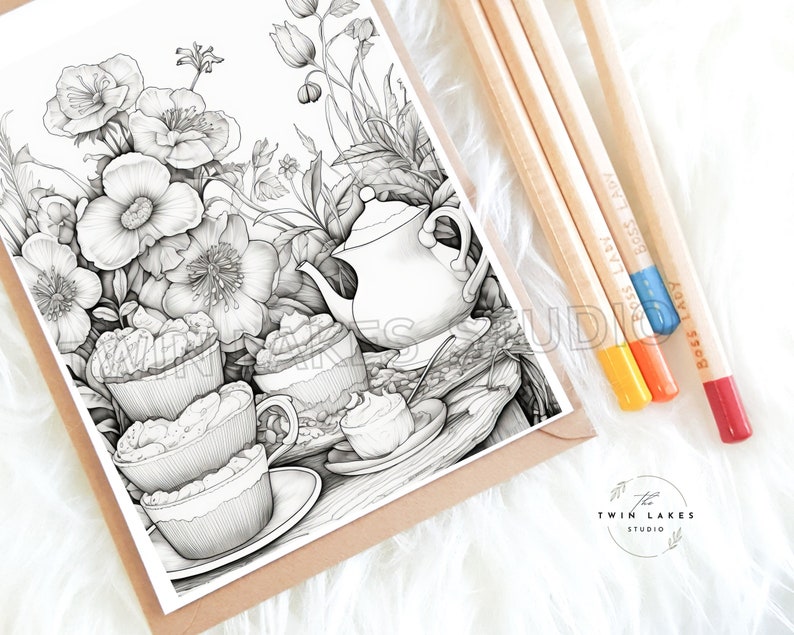20 Garden Party Coloring Pages Whimsical Printable Tea Party Coloring ...
