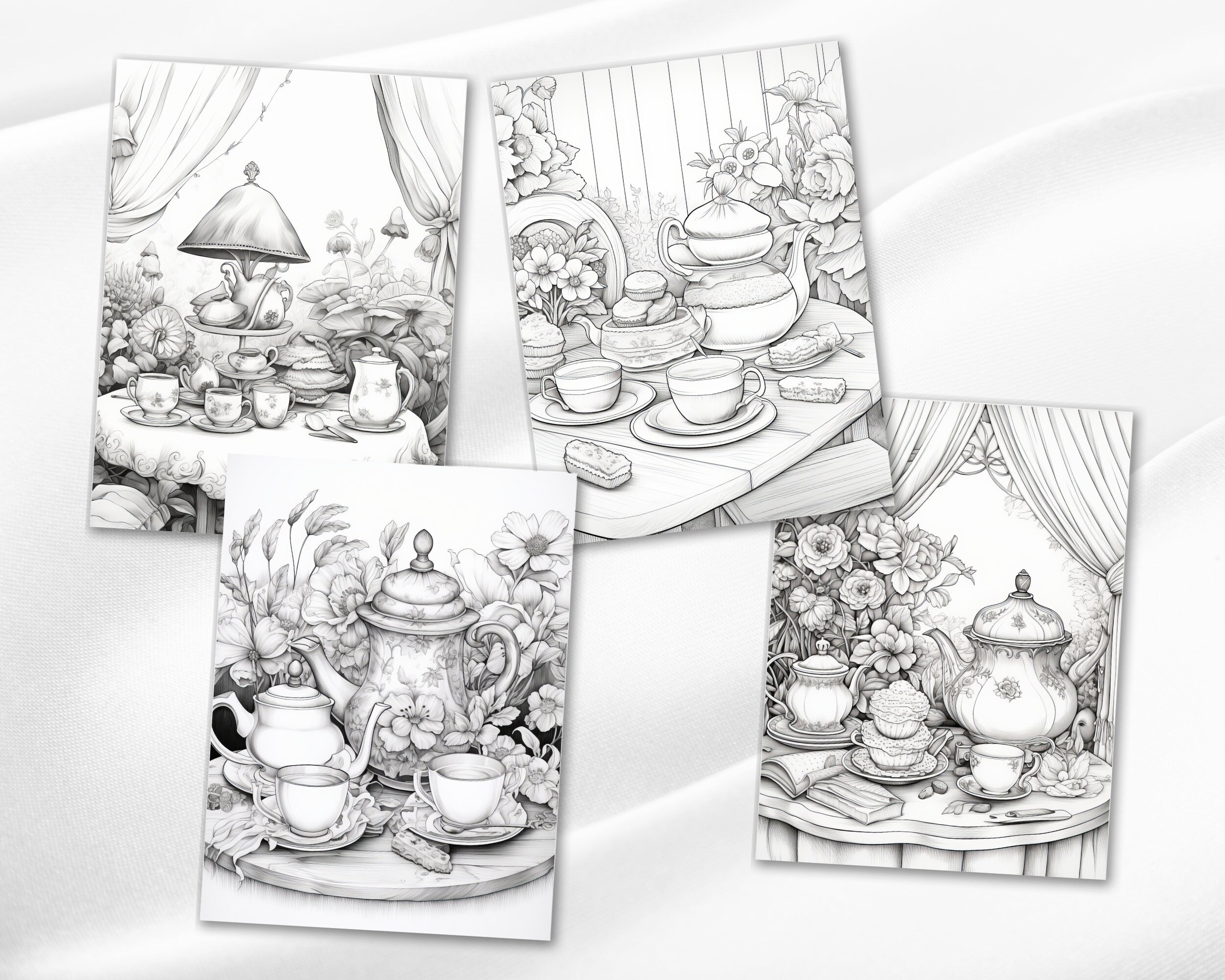 20 Garden Party Coloring Pages | Whimsical Printable Tea Party Coloring ...