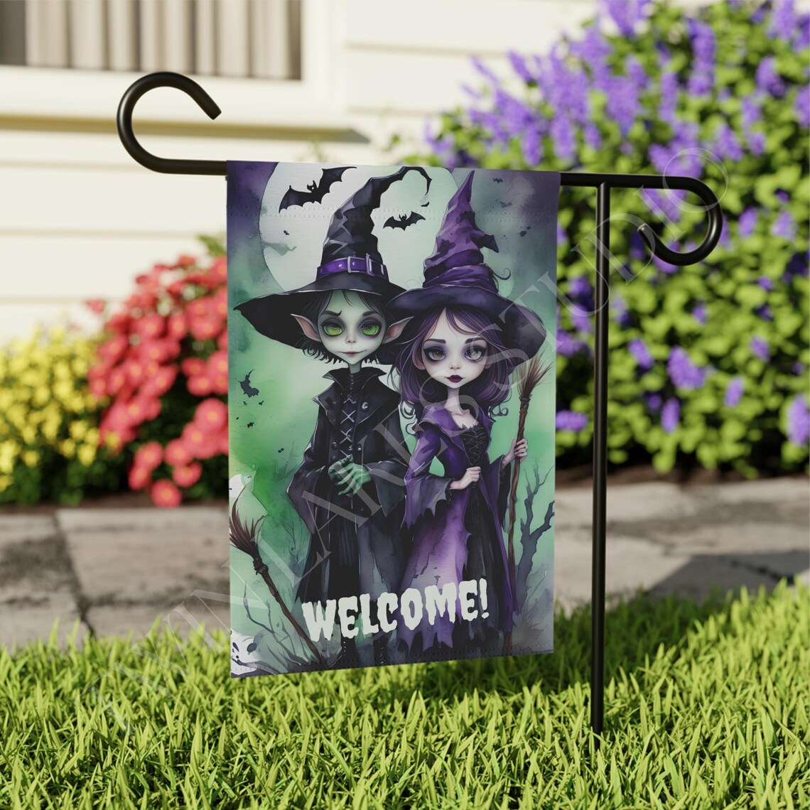 Halloween Witch and Warlock Yard Sign - Spooky Outdoor Decor Gothic ...