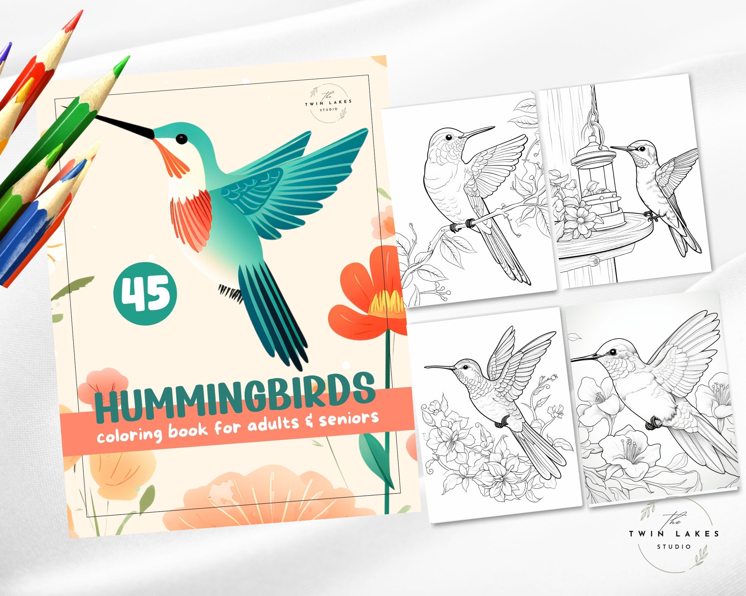 Hummingbird Coloring Book Pages With Flowers for Adults and Seniors ...