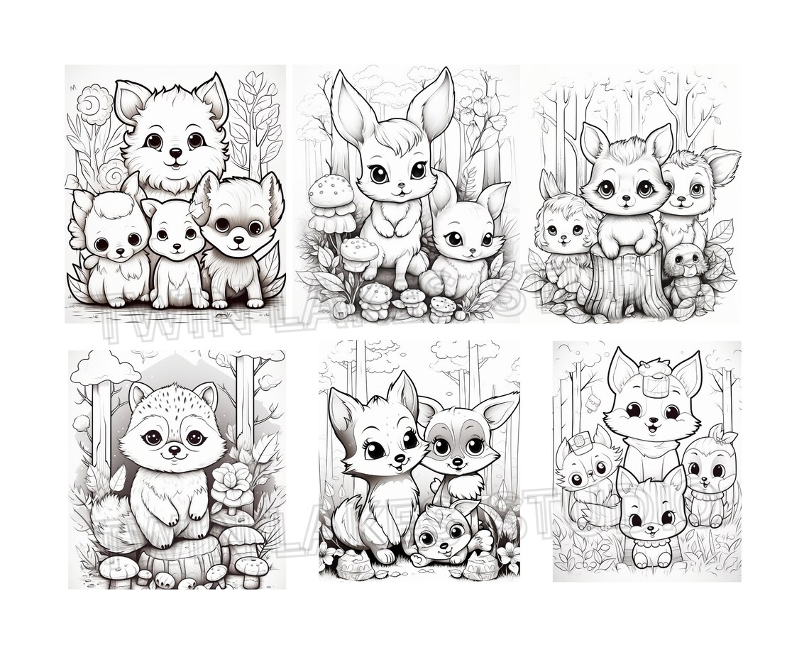 Cute Animals in Forest Forest Animals Animals Coloring Pages for Kids ...