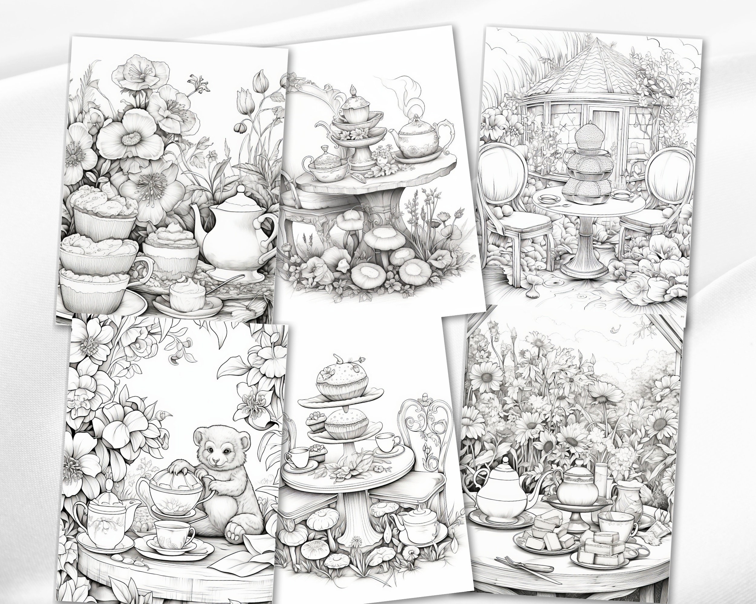 20 Garden Party Coloring Pages | Whimsical Printable Tea Party Coloring ...