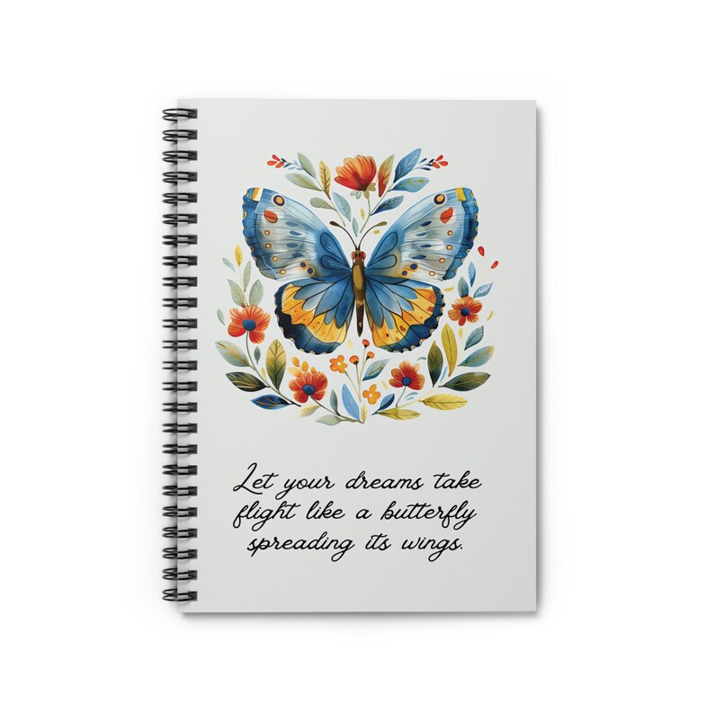 Folk Art Design Butterfly Cover Design 6x8 Spiral Notebook - Ruled Line ...