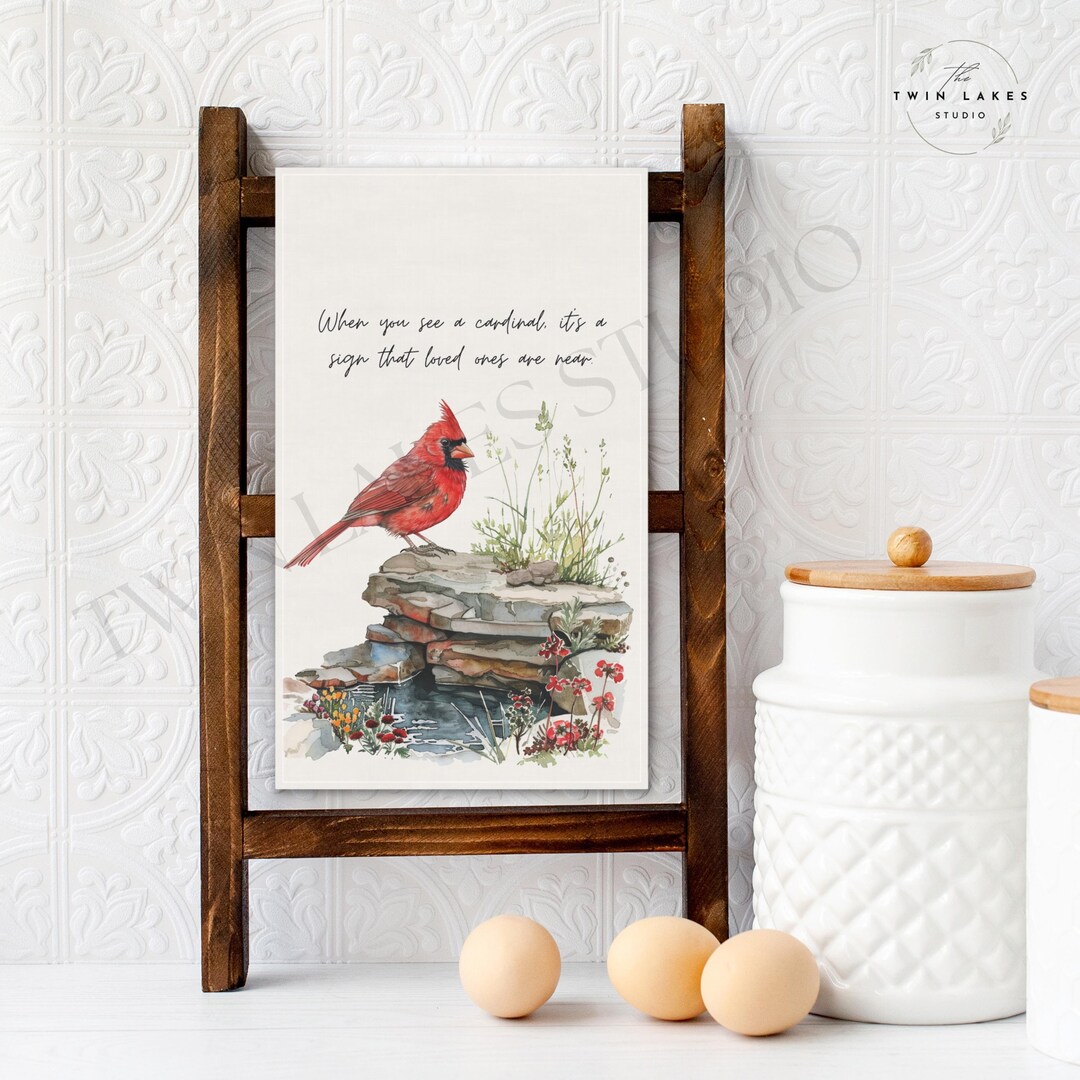 When You See a Cardinal Tea Towel Gift Idea Sentimental Kitchen Decor ...