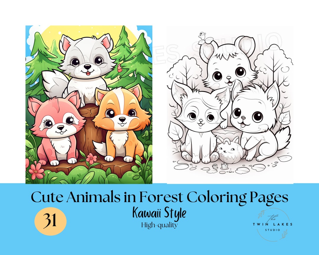 Cute Animals in Forest - Forest Animals - Animals Coloring Pages for ...