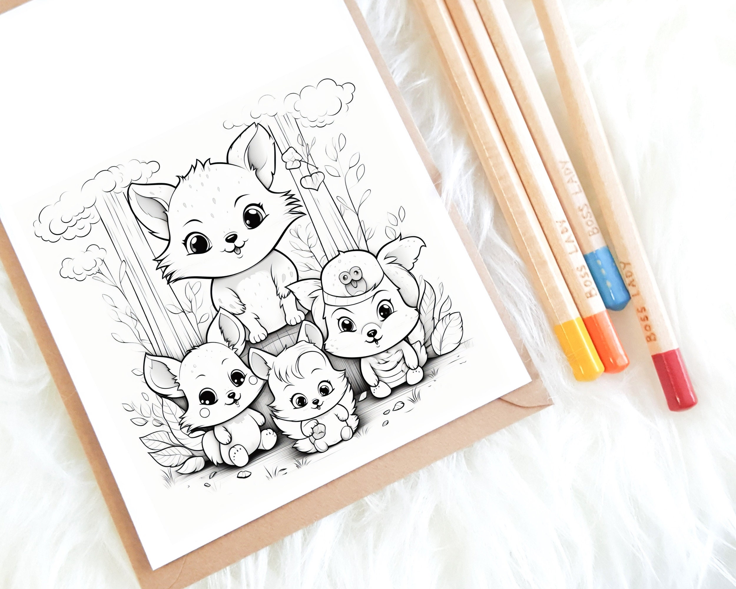 Cute Animals in Forest Forest Animals Animals Coloring Pages for Kids ...