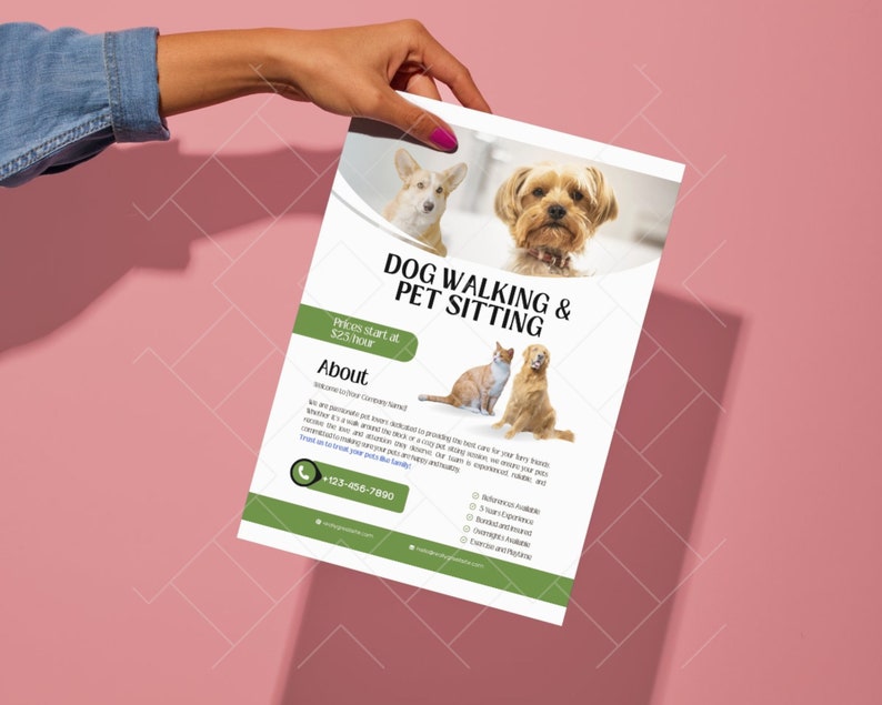 Dog Walking & Pet Sitting Services Digital Download Canva Templates ...
