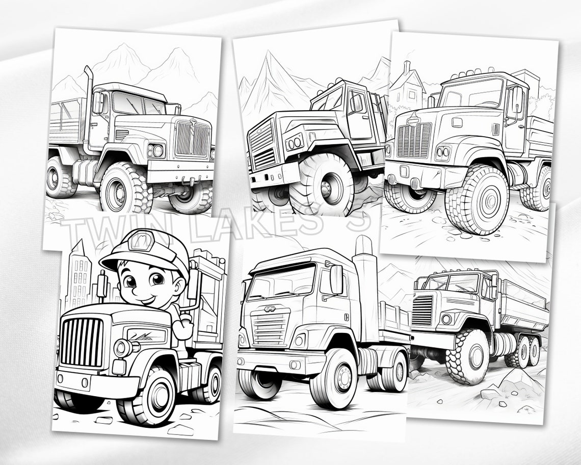 36 Construction Themed Coloring Pages for Kids Construction Trucks ...