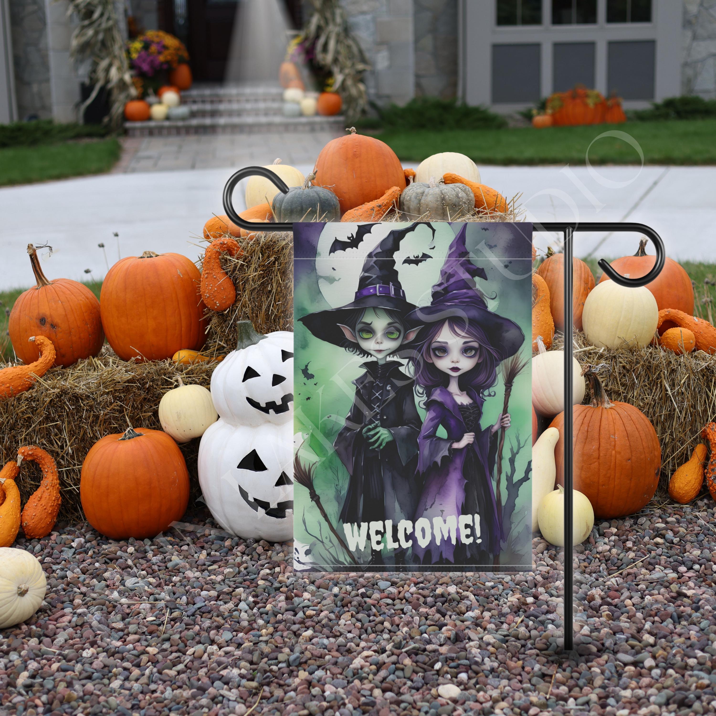 Halloween Witch and Warlock Yard Sign - Spooky Outdoor Decor Gothic ...