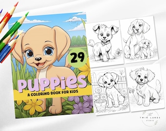 60 Kawaii Puppies Coloring Book Collection Cute Adorable Chibi Puppy ...