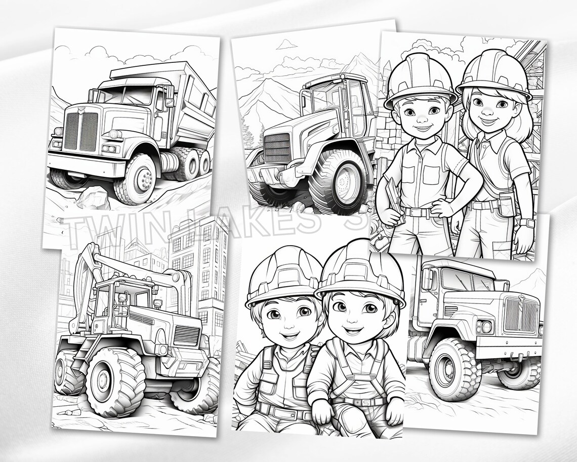 36 Construction Themed Coloring Pages for Kids Construction Trucks ...