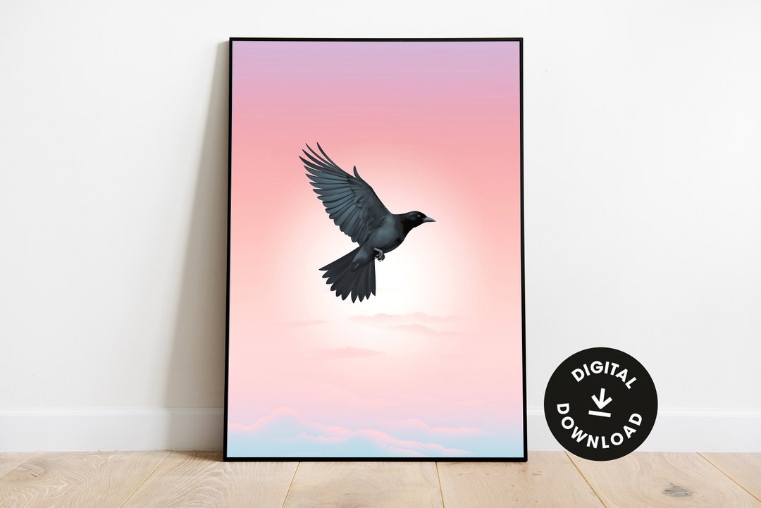 Minimalist Black Crow Poster, Animal Inspired Wall Art, Instant Digital ...