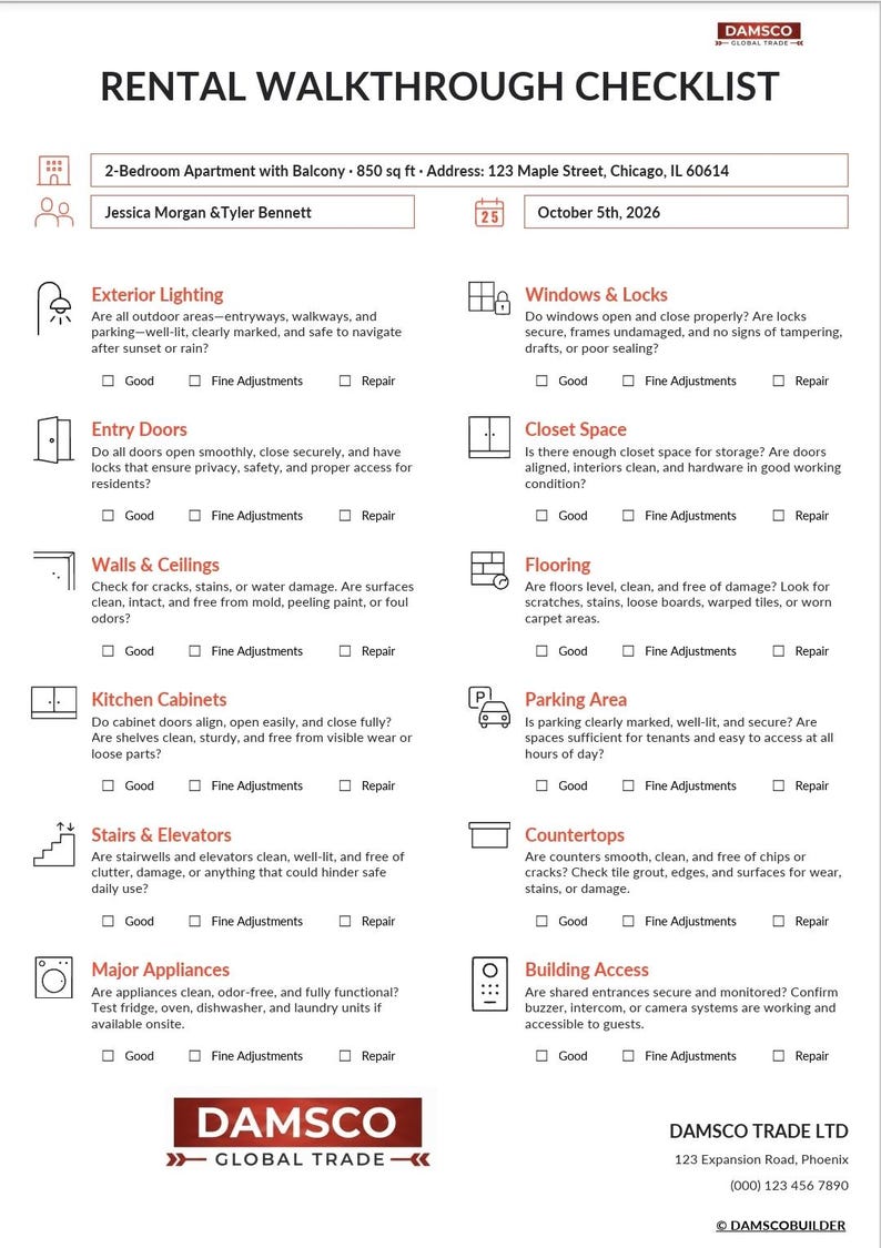 Rental Property Walk Through Checklist – Editable Move-in / Move-out ...