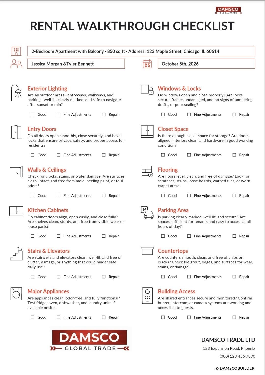 Rental Property Walk Through Checklist – Editable Move-in / Move-out ...