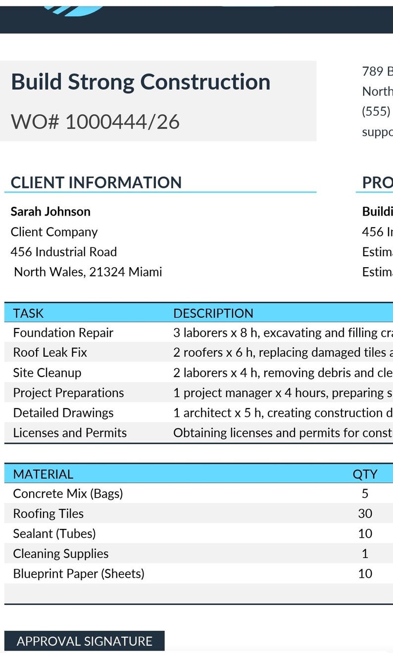 Construction Cost Estimate Template | Contractor Quote Form (editable Word) - Etsy Canada