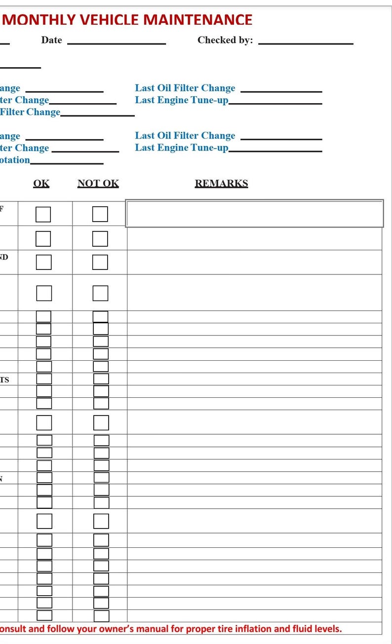 Vehicle Inspection Form Template | Car Safety Checklist | Editable ...