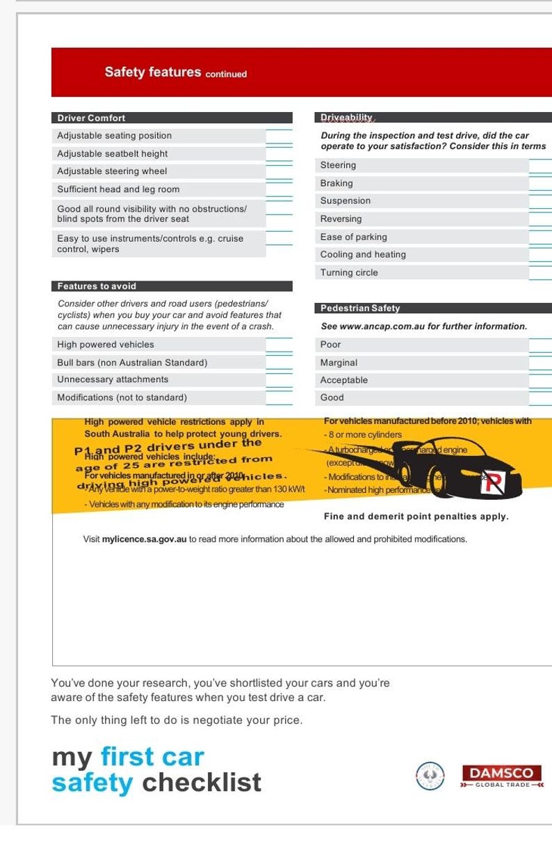 Vehicle Safety Checklist Template | Car Inspection Checklist ...