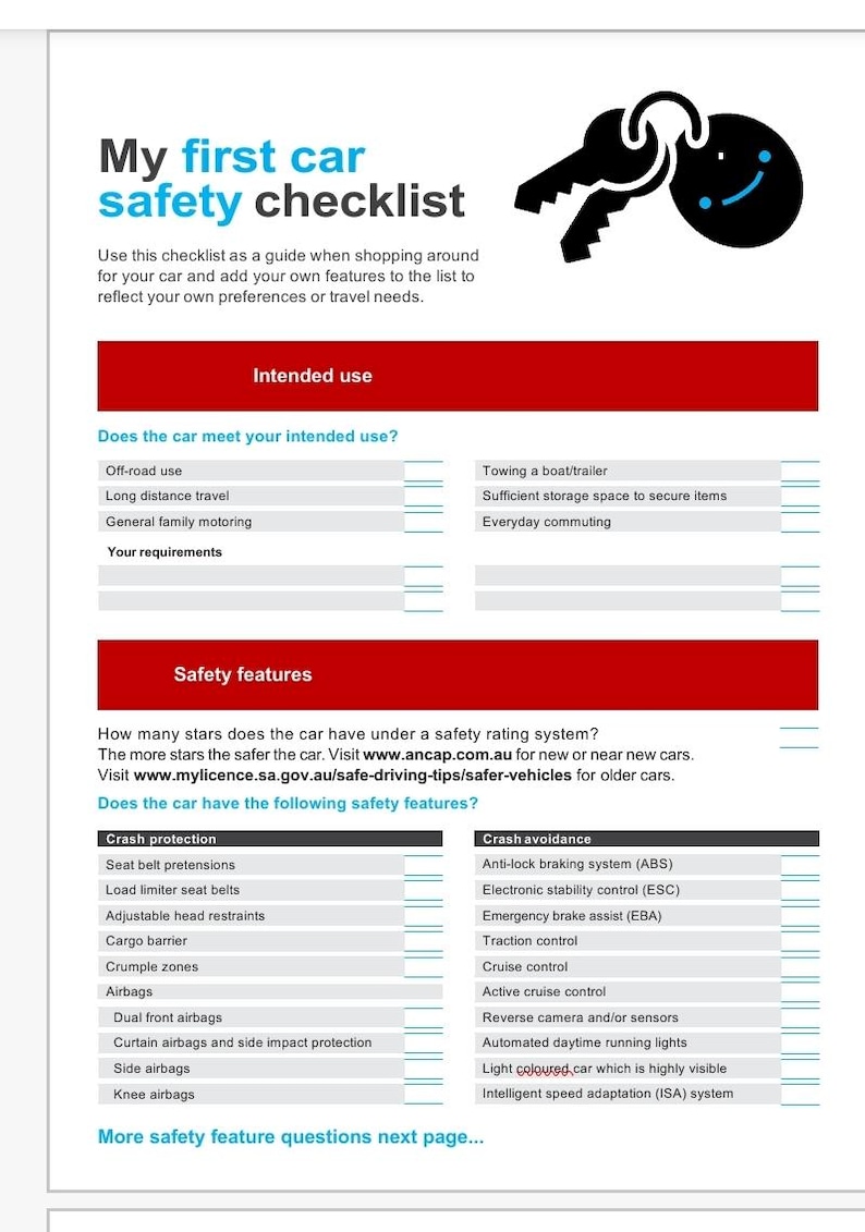 Vehicle Safety Checklist Template | Car Inspection Checklist ...