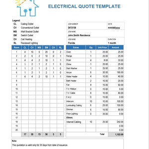 Electrician Quote Template Download - Etsy