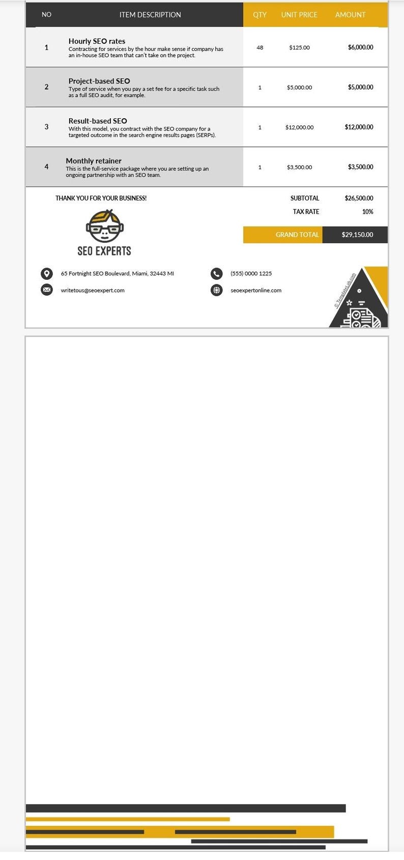 Service Quote Template | Editable Services Estimate Form | Small ...